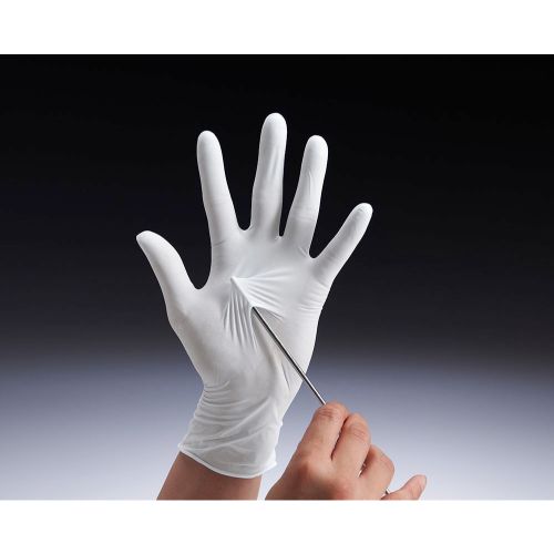 強度面重視のホワイトタイプ。●サイズ：S●厚［mm］：約0．1●全長［mm］：約240●中指長さ［mm］：約78●粉：無●食品衛生法適合：有●材質：ニトリルゴム●色：ホワイト●使いきり：○●食品衛生法に基づく、食品、添加物等の基準（昭和34...