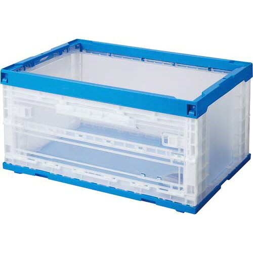 ●種別／フタなし●容量／75L（実容量：76．2L）●材質／PP●質量／3790g●機能／スライド中折れ回転扉●外寸法／幅649x奥行439x高さ327mm●カラー／ブルー透明●耐荷重／20kg×7段●内寸法／幅599x奥行404x高さ30...