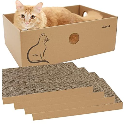 インドア 😺【商品情報】本体サイズ:37x27x13cm(幅X奥行X高さ) 数量:箱x1;爪とぎサイズ:36x26.5x3.1cm(幅X奥行X高さ) 数量:爪研ぎx4;またたび 数量:パックx2; 仕様:箱型 。小さめのサイ...