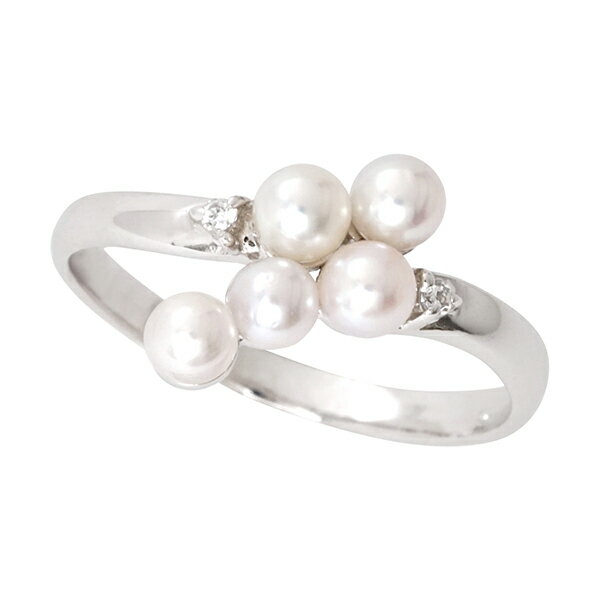 5粒のベビーパールが流れるような個性的なデザインのパールリングです。 ベビーパールの可憐さが際立つリングは、 プレゼントにもご自分へのご褒美にもピッタリです。 商品コード：rk1438a3hd 真珠詳細　アコヤ本真珠　大きさ:3-3.5mm...