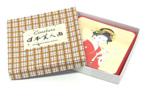 商品紹介 サイズ 約縦10cm×横10cm×幅2cm(箱） 店長の一言 裏面は、ビニールの無地です。コースター　日本美人画　6枚入り 日本の美しい草花や、日本に伝わる風俗習慣を主題にしたものや、美術工芸品のなかでも国宝に指定されているものな...