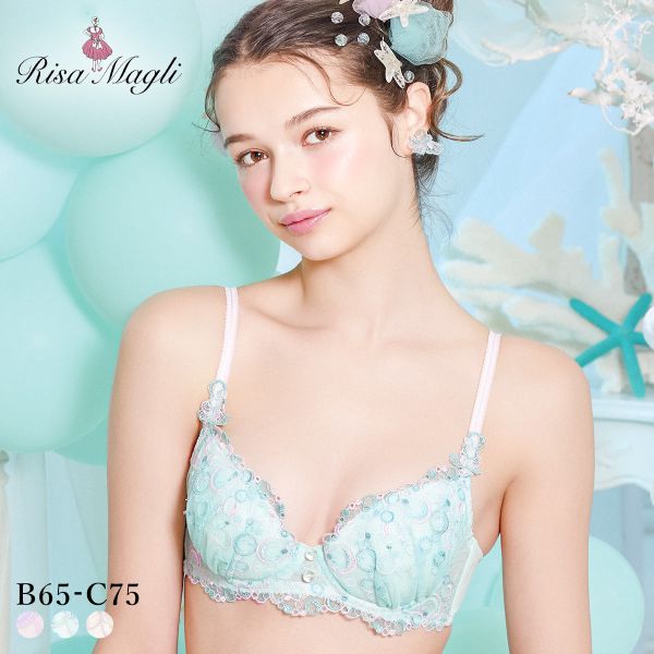 サイズ レディースB65、B70、B75、C65、C70、C75 カラー LV-ラベンダー、MI-ミント、PI-ピンク 素材 ポリエステル　ナイロン　ポリウレタン 仕様 ・ホックの数：2段3列・3/4カップ・パッド取外し：可能・肩紐取外し：...