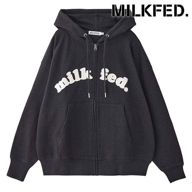 [ ブランド ] ミルクフェド　MILKFED [ ジャンル ] フルジップパーカー／スウェット／フーディー [ 素　 材 ] 本体：綿100％ リブ：綿97％／ポリウレタン3％ サテン部分：ポリエステル100％ 刺繍部分：ポリエステル10...