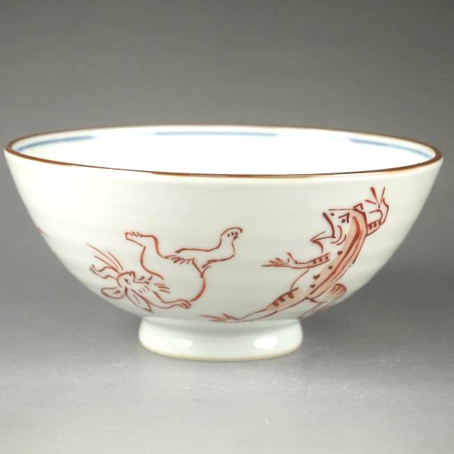 ギフト対応 清水焼、京焼の貴史の高山寺の絵柄のご飯茶碗です。緑と赤、色違いの鳥獣戯画相撲絵。ウサギとカエルが愛らしく描かれています。写真は複数で写っておりますが、お一つ、単品のお値段です。 ◆当店の京焼清水焼はご自分用だけでなく、 贈り物や...