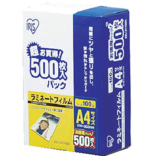 A4サイズ・ 厚み:100μm LZ-A4500・・Style:A4サイズ・【1枚あたりのサイズ(cm)】:A4サイズ W21.6×H30.3・【厚み(μm)】:100・【入数】:500・【特徴】:厚さ100ミクロンのラミネートフィルム50...
