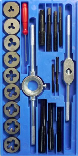 ・シルバー TTD-21・ケースサイズ:H255×W12×D20mm・重量:705g・セット内容:18PCSタップ&ダイス(M3×0.5、M4×0.7、M5×0.8、M6×1.0、M7×1.0、M8×1.25、M10×1.5、M12×1.7...