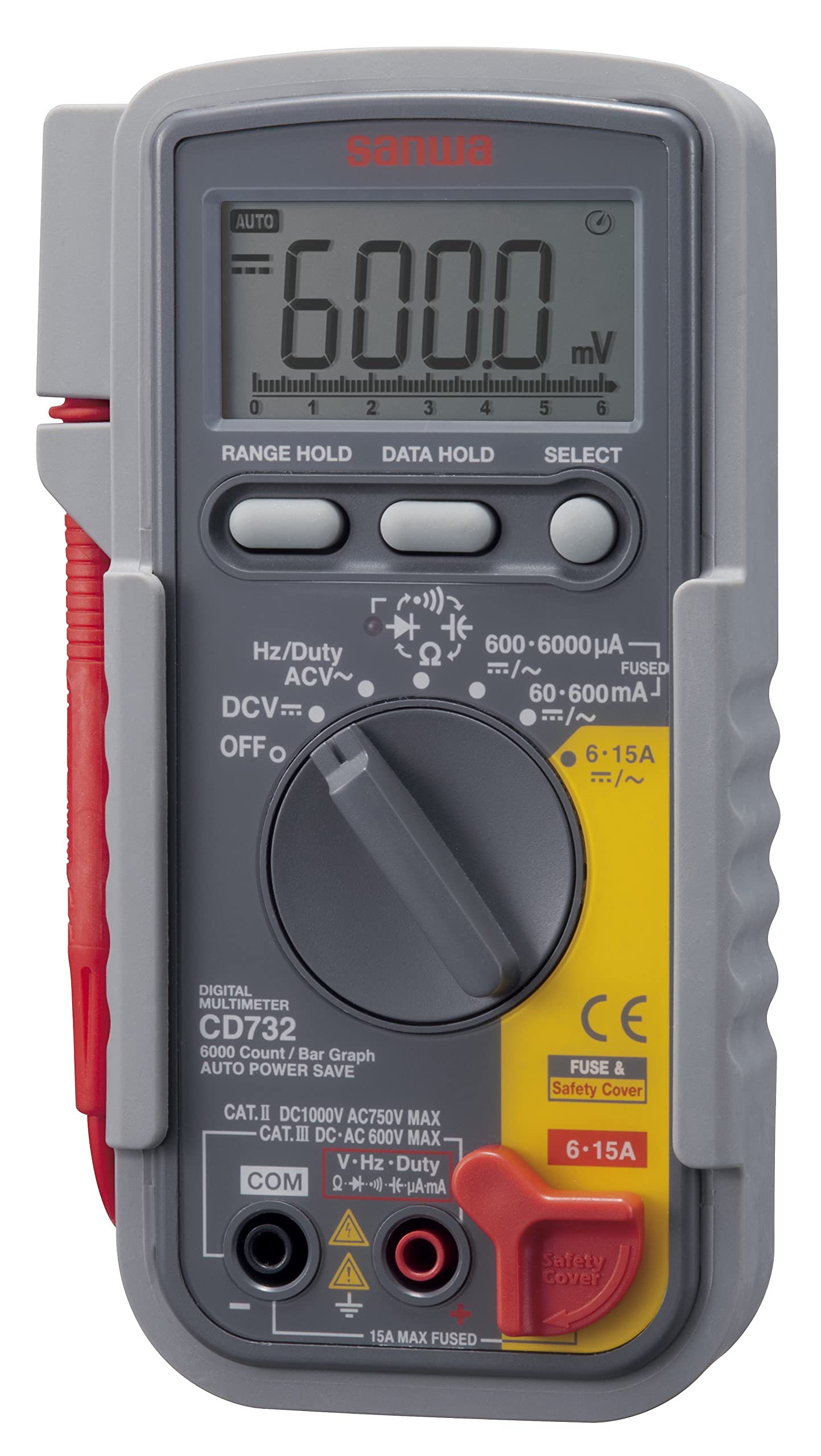 Digitalグレー/-/CD732・パッケージ個数:1・直流電圧:600m/6/60/600/1000V(最高確度±(0.5%+2))・交流電圧:6/60/600/750V(最高確度±(1.2%+5))・直流電流600μ/6000μ/60...