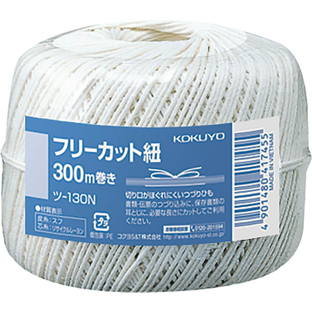事務用-/-/4901480417455・パッケージ個数:1・【寸法】108×108×85mm・【巻き長さ】 300m・【材質】 皮糸/スフ糸、芯糸/リサイクルレーヨン・【仕様】 樹脂コーティング●必要な時に、必要長さにカットできる事務用の...
