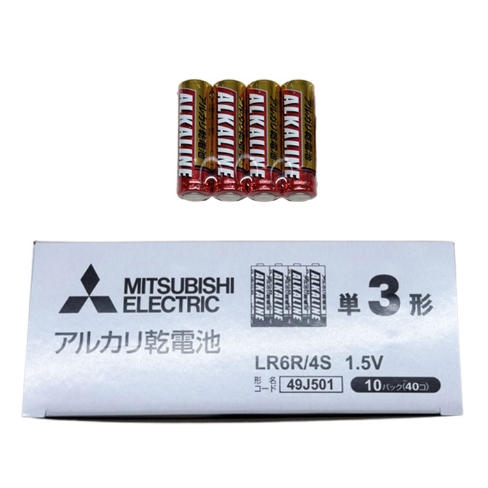 【仕様】●メーカー：三菱電機/MITSUBISHI ELECTRIC●型番：LR6R4S●JANコード：4902901614460●タイプ：アルカリ乾電池●形状：単3形●サイズ：直径14.5mm×高さ50.5mm●電圧：1.5V●入り数：4...