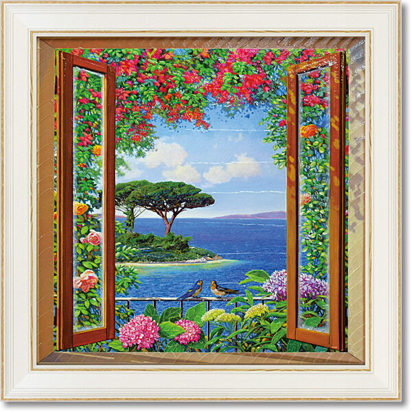 絵画「コスタ スッラ メディタラニア」 アンドレア デル ミッシャー作 ベランダの窓を大きく開け、素敵な自然が広がっているように見える奥行きのある風景画、小さなお部屋が広く感じられます!部屋に一枚飾るだけで、広く、キレイに部屋を彩ってくれま...