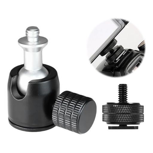 製品仕様:ミニ自由雲台とホットシューマウント、自由雲台ベース直径23mm、ボール雲台直径13mm、1/4 "ネジ付きホットシューアダプターは、1/4 "ネジ付き機器をホットシューバヨネットまたはコールドシューバヨネットに接続するために使用し...