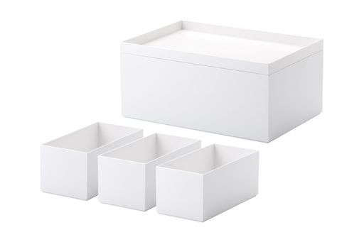 ボックス深型サイズ:約幅25x奥37.1x高14.7cm インナー深型:約幅12x奥24.1x高10.7cm ボックストレーサイズ:約幅25x奥37.1x高2.7cm ボックス深型+インナー深型x3+ボックス用トレーの5点セット 素材:AB...