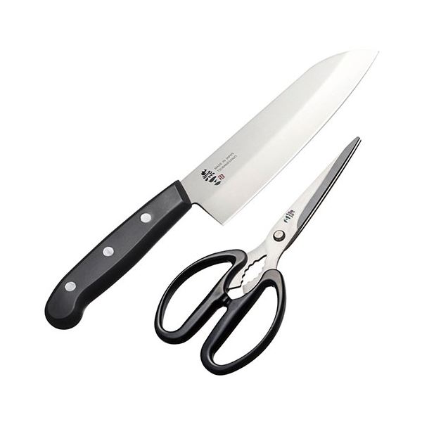■商品内容燕三条の職人による手仕事で仕上がりました。■商品スペックメーカー品番 : EM-069 サイズ : 三徳包丁…28.5cm(刃渡り16.5cm)、キッチンハサミ…7.9×19×1cm 材質 : 刀身…ステンレス刃物鋼、包丁ハンドル...