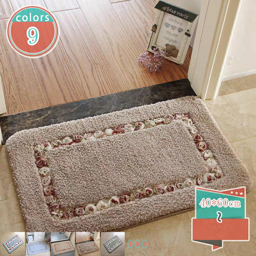 メイン素材：ポリエステル素材：ポリエステル　サイズ：約40*60cm 50*80cm　機能：吸水速乾、デコレーション、滑り止め、防音、抗菌除臭、防ダニ、オールシーズン対応 用途：業務用、家庭用、玄関、廊下、洗面台、寝室、ダイニングルーム、浴...