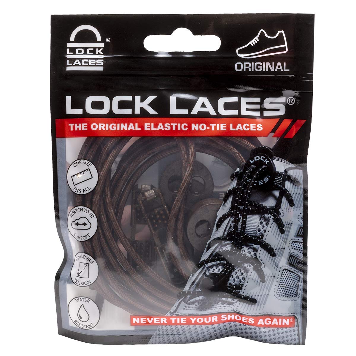 Lock Laces ロックレース 靴紐 結ばない 靴ひも くつひもブラウン ワンタッチで調節が可能です 1