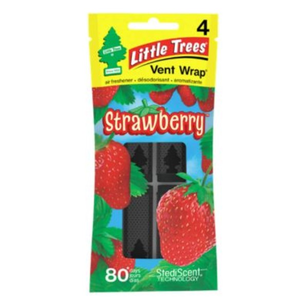 Little Trees リトルツリーVent Wrap, ヴェント・ラップ ストロベリー エアコン専用のエアーフレッシュナー エアコンの吹き出し口に取り付け！ Little Trees リトルツリー ストロベリー ヴェント・ラップ 1パッ...