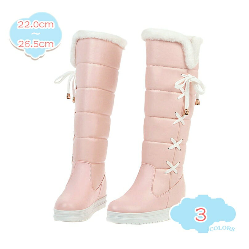 表地：puメイン素材：pu○「ヒール」：3cm＋2cm（インヒール） 「筒丈」：39.5cm 「筒周り」：37cm 「カラー」：ブラック ホワイト ピンク 「サイズ」：22.0cm 22.5cm 23.0cm 23.5cm 24.0cm 2...