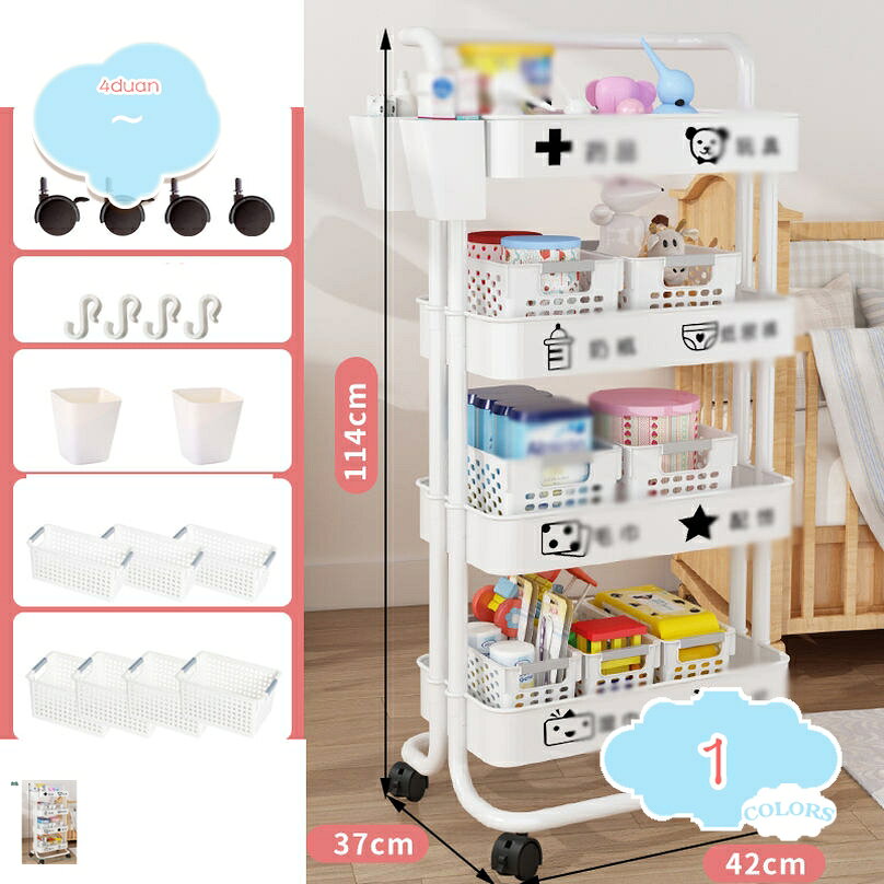 メイン素材：プラスチック★「材質」プラスチック＋炭素鋼 「カラー」ホワイト 白色 「サイズ」（cm） 4段：幅42×奥行37×高さ114cm★「強い耐荷重&大容量」耐荷重に強く、重いものも軽いものも、きちんと収納できるます。非常に頑丈です。...