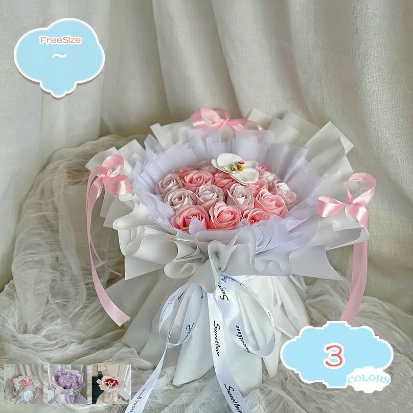 メイン素材：石花●仕様：花数：21 。 素材：石けん　 。種類：バラ ●付属のLEDライトがロマンチックに演出：ソープフラワーに絡めてより美しくより華やかに雰囲気を演出してくれます。●枯れないお花：生花にそっくり、石鹸素材から作られた観賞用...