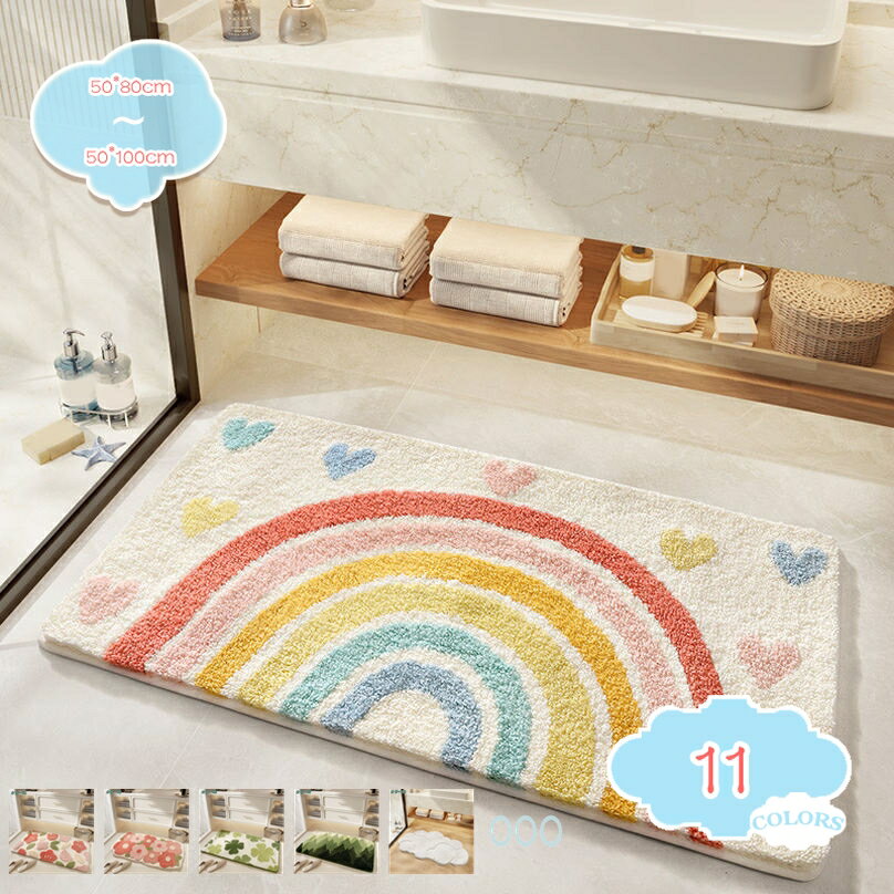 メイン素材：ポリエステルサイズ： 50*80cm 50*100cm材質：ポリエステルサイズに±2cmの若干誤差が生じる場合があります、予めご了承ください。【ふわふわ肌触り】バスマットは柔らかなマイクロファイバーで作られた高密度毛足のマットで...