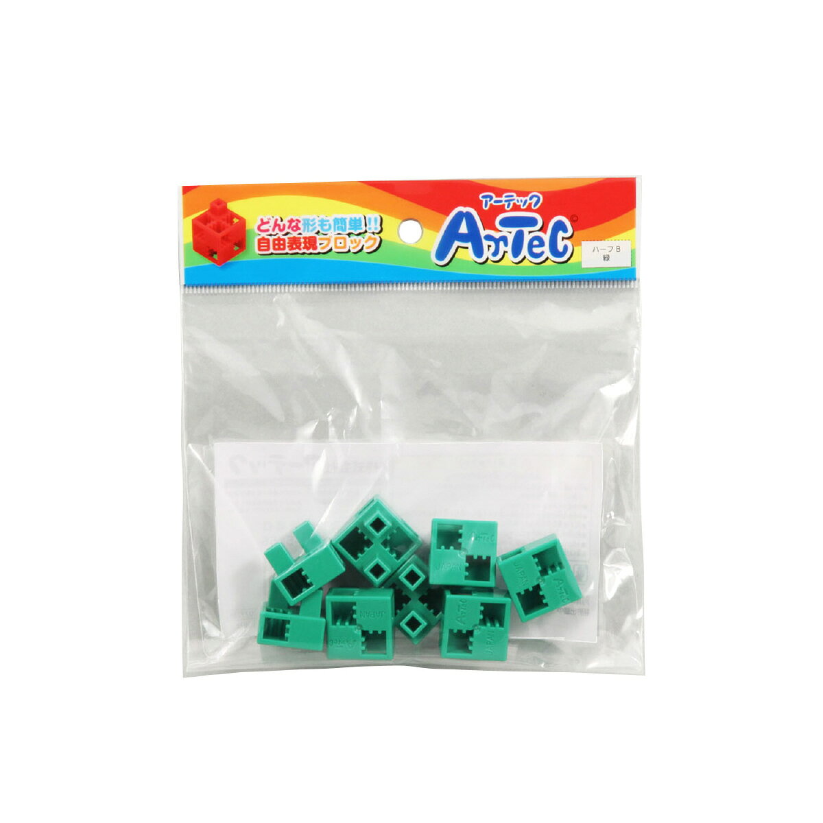 商品サイズ（単位mm)：ブロック ハーフB：W20×H20×D10mm