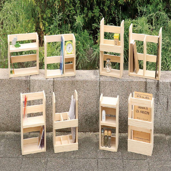 8種類の作例図面で実用性の高い作品がつくれる反りにくく加工のしやすいパイン集成材使用商品サイズ（単位mm)：0
