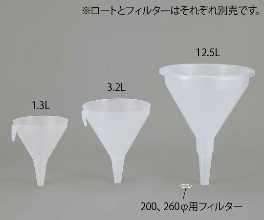 大型PPロート　1.3L 41794 その他■特徴■●大型のロートのため、大量の液体を充填する際に便利です。●吊り下げ用のハンドルが付いています。●別売のフィルターをロートにセットすることで、異物の混入を防ぎます。■仕様■●口径（mm）：φ...