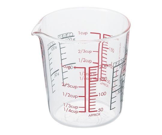 メジャーカップ　200mL CMJ-200 HARIO■特徴■●中から見える目盛り（上からのぞいた時に見やすくはっきり見える目盛り）です。●液体だけでなく粉体の目盛りもついてます。●電子レンジにも対応しています。■仕様■●実用容量（mL）：...