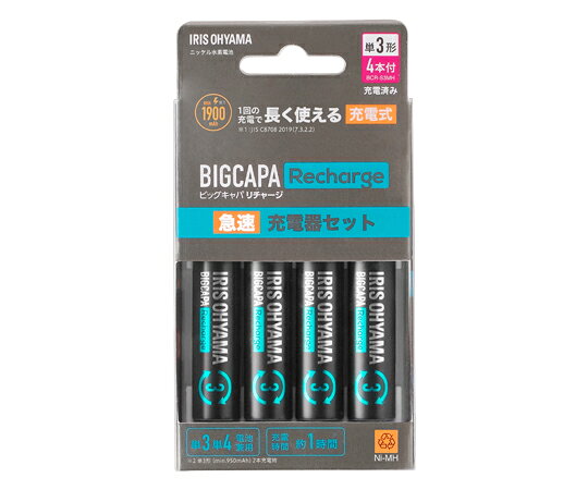 ●BIGCAPA Rechargeニッケル水素電池（単3形・単4形）を充電するための専用充電器です。●短時間で充電できる急速充電器で充電器と電池（セット電池：BCR-S3MH/4B）がセットのタイプです。●単3形と単4形の兼用タイプで、そし...