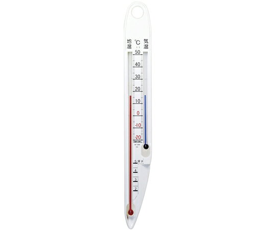 ●壁掛け穴付き。●地温と気温がひとめで分かる。●間口×奥行×高さ（mm）：31×248×10●測定範囲：-20〜+50℃●付属品：折りたたみ式スタンド●商品番号：BOVV701●カタログコード：8-0418-0901