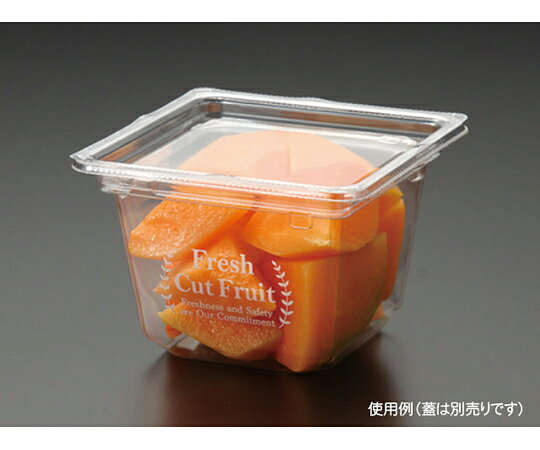 ●側面から魅せるカットフルーツ専用カップ●サイズ：105×105×70mm●材質：A-PET●重量：10g