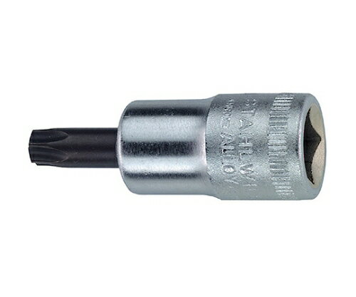 ●頑丈な圧入式の3/8"SQヘクスローブビットソケット。●サイズ：T10●先端外形寸法(mm)：2.7●全長(L1;mm)：49●軸長(L2;mm)：17●ソケット部外径(d;mm)：17.8●質量(g)：45●ねじサイズ：M3-3.5●メ...