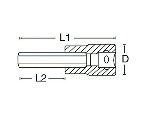 ●6角キャップスクリュー用のロングビットソケット。●差込角("SQ)：3/8●サイズ(mm)：7●全長(L1;mm)：100●軸長(L2;mm)：75●外径(D;mm)：18●メーカー型番：22945