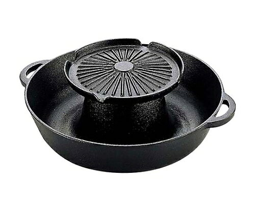 ●1台でしゃぶしゃぶ、焼肉が楽しめます●外寸（mm）：φ270×H105●外寸（mm）：焼皿／φ155(143)●内寸（mm）：φ255●内寸（mm）：深さ／67●重量：3.0kg●容量：1.8L●板厚厚み：3.5●材質1：鉄
