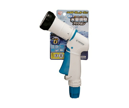 ●適合ホース内径9〜12mmの水量調整アクアガンです。●小型ヘッドを採用しました。●握りやすい前レバータイプで、レバーの握り加減で水量調節ができます。●水流は6パターンです(キリ・ジェット・シャワー・ジョーロ・カクサン・ストップ)。●グリッ...