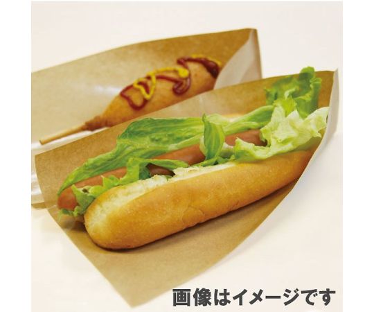 ●串、ドッグもの・フランクフルトなどにご使用頂けます。はじめから開いているので作業がスピーディに行えます。油ものにも、通常使用の熱さにも対応できます。●サイズ：70×238mm(広げた状態140×238)●入り数：100枚/外袋