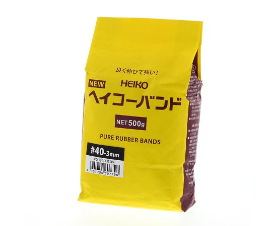 ●すぐれた伸縮性が包装用や結束用に適しています。小さなサイズから大きなサイズまで豊富にとりそろえました。巾広タイプもございます。●サイズ：3mm切 折径160mm●材質：天然ゴム●入り数：1袋(約480本入)