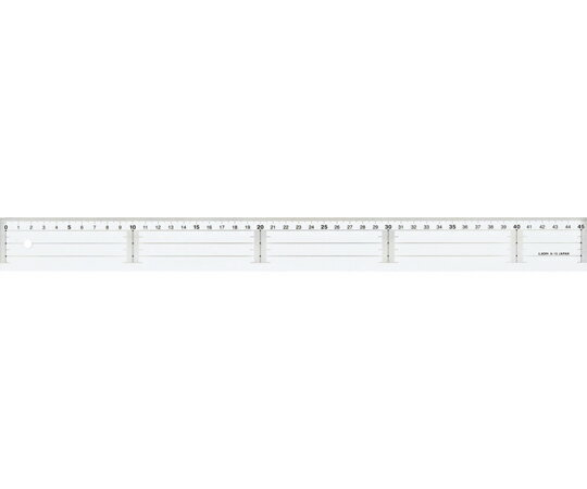●シリーズ名：アクリル直線定規●製品寸法　幅（W）：458●製品寸法　奥行（D）：42●製品寸法　高さ（H）：3●アクリル製●目盛：45cm●梱包単位：1/20/160●コード番号：27009