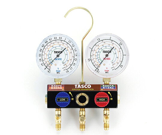 ●R404A/R407C/R507A/R134a用ボールバルブ式マニホールド●適用：冷暖兼用●ボール弁開閉バルブ●ゲージ取付ネジ：1/8″NPT●ホース接続ポート：1/4″フレア●ボールバルブ式マニホールドボディ（TA124K-11）●圧力...