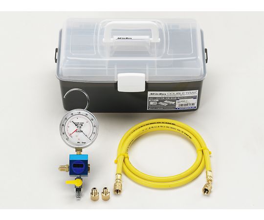 ●真空計：80φ設置針付　TA142BH=0〜-0.1MPa（0〜-760mmHg）●ボディ：1/4″フレアオス×1/4″フレアオスVACバルブ付●チャージ（真空用）ホース：1/4″フレア150cm×1、●アダプタ　5/16″フレア（R41...