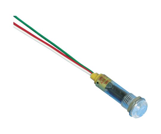 ●抵抗器内蔵の超高輝度LED表示灯です。●赤・緑の2色発光となります。●200mmのリード線付です。●通電表示や警告表示などに。■仕様●レンズ色：透明●定格電圧（V）：DC5〜60●内蔵LEDランプ：チップLED●発光色：赤・緑●定格電流（...