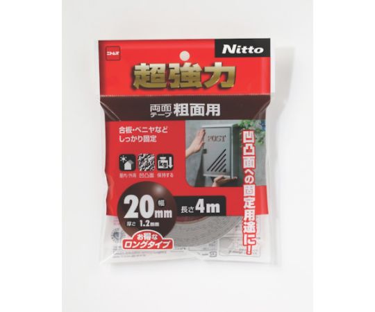●凹凸面やザラザラ面の接着に対応致します。●合板・ベニヤなどの粗面に。■仕様●幅（mm）：20●長さ（m）：4●厚さ（mm）：1.2●色：グレー●粘着力：10.2N/10mm●材質／仕上：●▼基材：アクリルフォーム●▼粘着剤：アクリル系●原...