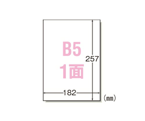 ■仕様●規格：B5判1面●1片寸法：縦257×横182mm●紙種：上質紙●総紙厚：0.13mm●対応プリンタ：熱転写，モノクロレーザー，カラーレーザー，インクジェット（染料，顔料），モノクロコピー，カラーコピー，ドット