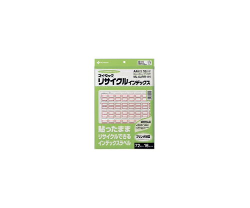 ●1P入数（片）：16シート（1152片）●ラベルサイズ：縦23×横29mm●白色度：70％●材質：ラベル=古紙100％使用，はく離紙=ノンポリラミ紙●本体色：赤枠