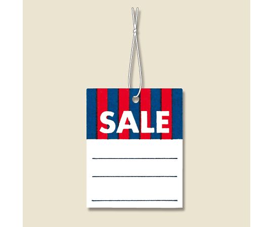 ●SALEの文字入りです。 こちらは白い糸付きです。 500枚入り●サイズ：40×32mm●入り数：500枚/箱