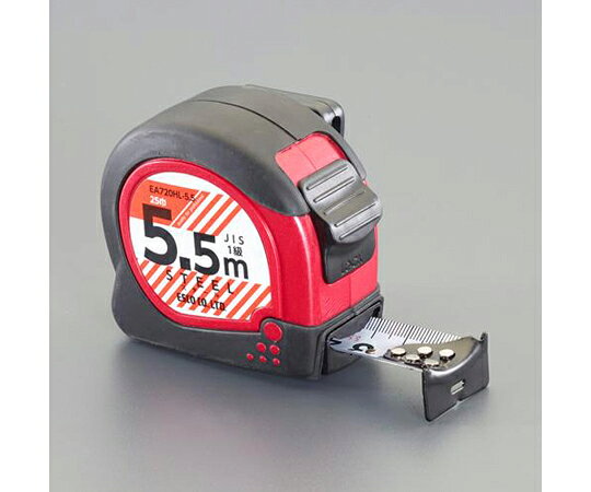 ●JIS1級品●ベルト掛け付■仕様●材質：テープ・バネ：スチール(SK85)●ワイドフック付：テープ幅よりワイドなフックでしっかり掛かり、横掛けもできます。●全長：5.5m●幅：25mm