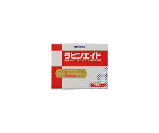 ●標準サイズの絆創膏。●パッド部分は減殺菌済みで清潔。●救急衛生用品としての常備にも便利な、お徳用タイプです。■仕様●本体サイズ：19×72mm●入数：100枚●商品呼称：ラビンエイド●包装形態：紙箱入●コード番号：882526