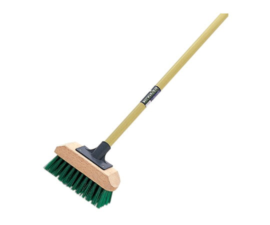 ●PET製の毛を使ったデッキブラシです。■仕様●サイズ：全長/1300mm、巾/240mm●重量：約670g●材質：PET、柄/スチールパイプ●商品コード：69140551