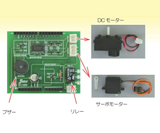 ●いろいろな出力デバイスの活用の仕方やプログラムによる制御の方法を学習●付属デバイス/学べる内容リレーしくみドライブ回路リレーの出力についてブザーしくみtone関数についてDCモーターモータードライバ回路、Hブリッジ回路サーボモーター制御の...