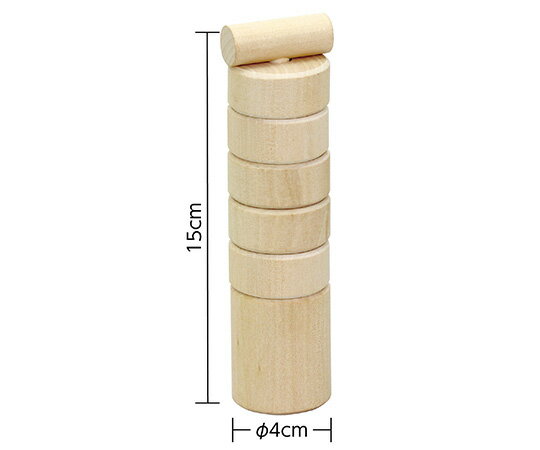 ●ミニサイズのだるまおとし！■仕様●商品サイズ：φ40×150mm●重量：90g●材質：木●包装形態：ネット入●包装サイズ：φ40×150mm